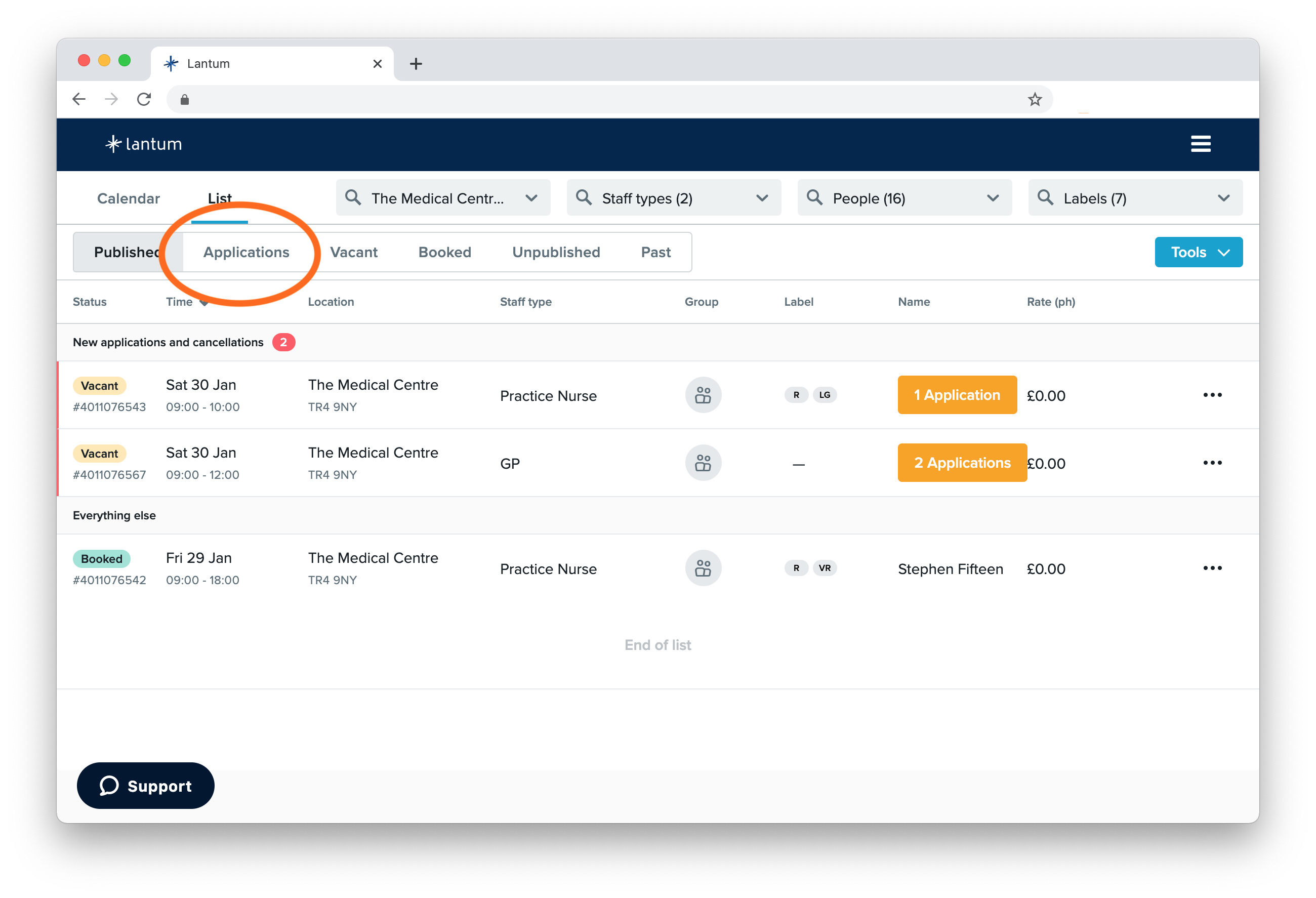 How do I manage applications on rota? – Lantum